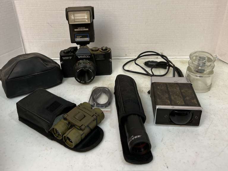 Fuzz-buster, Weston camera, binoculars, insulator and Humvee 12x30 spy ...