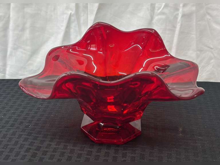 Vintage Fostoria Glass Ruby Red Art Glass Banana Boat - Northern ...