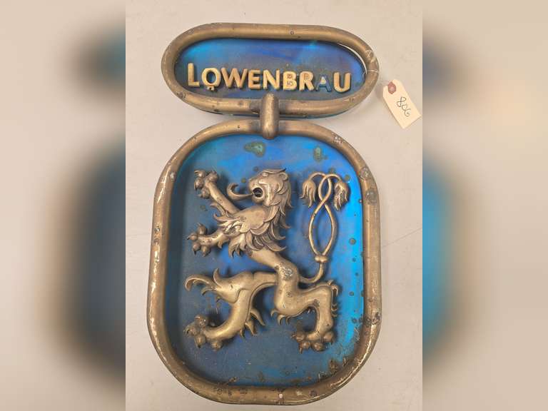 Lowenbrau bar sign, metal and plastic, approximately 12x20 - Northern ...