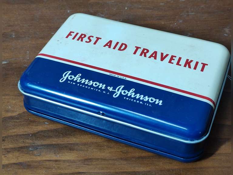 1950s Johnson & Johnson first aid kit with content - Northern Kentucky ...