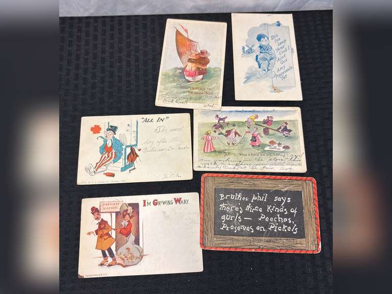 28 Cartoon & Fun Exaggerated Style Postcards, Featuring Many Themes ...