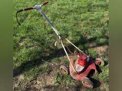 Vintage Sunbeam RE-18 Electric Push Lawnmower with a twin-blade rotary ...