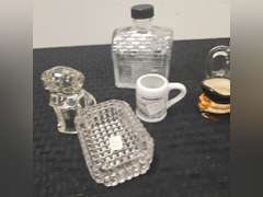 Vintage Log Cabin bottle, salt cellars 1 Germany, Toby creamer, Dog ...