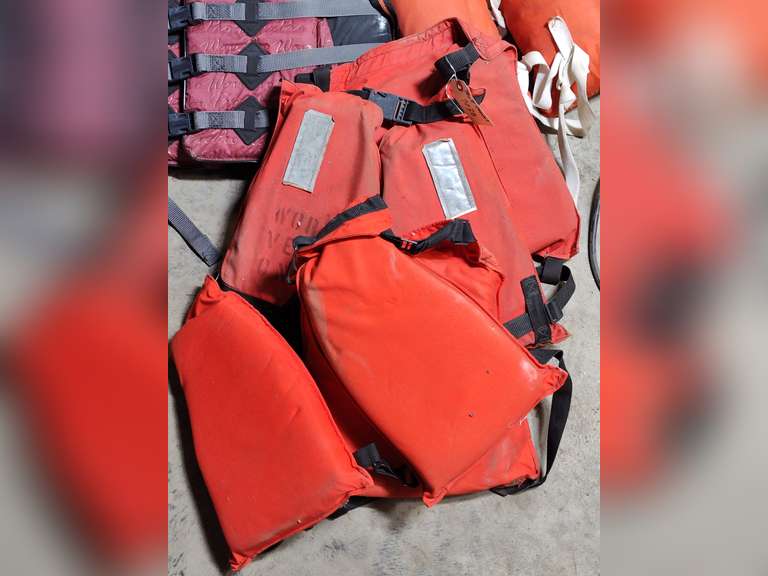Life jacket lot - dock worker life vests, all various conditions ...
