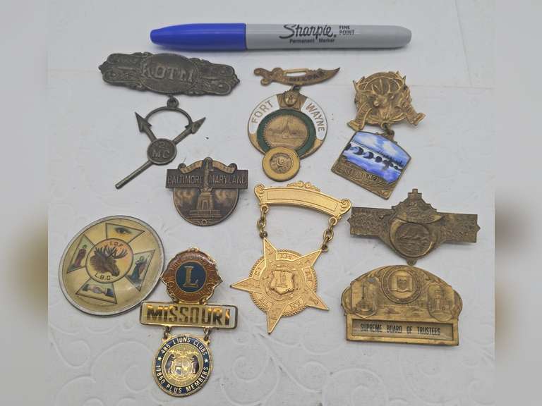 Nice - Group of Fraternal Organization Pins & Badges - I.O.F., B.P.O.E ...