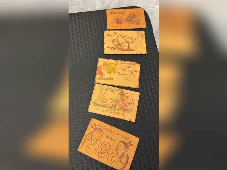 5 Leather Postcards with Nice Graphic Themes, Native American and More ...