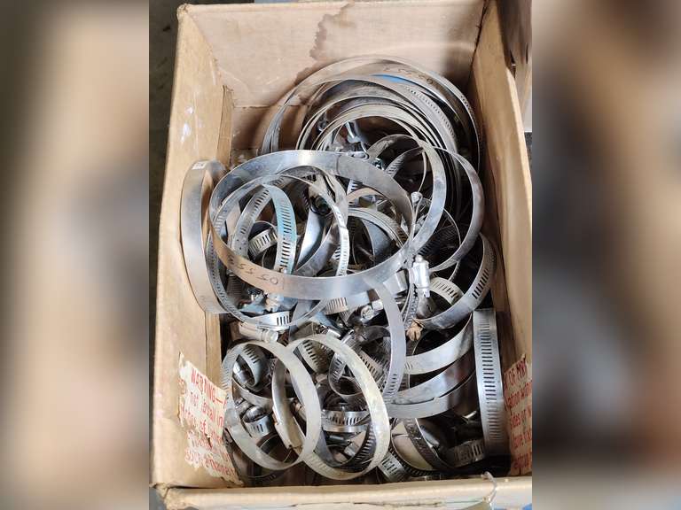 Box of hose clamps - large to small - Northern Kentucky Auction, LLC