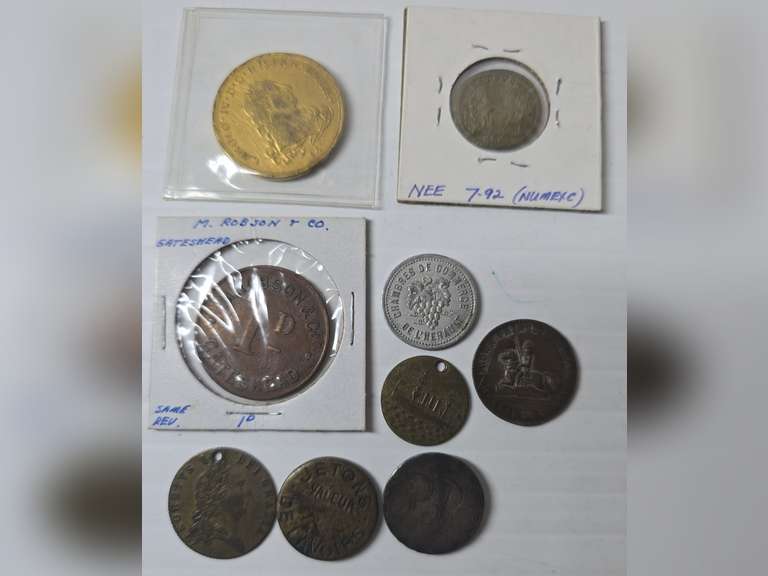 9 - European Medals & Tokens - England, France & Spain - As Shown ...