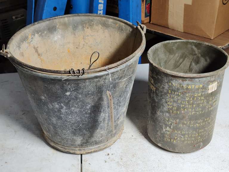 2 Metal buckets - one possibly military - Northern Kentucky Auction, LLC