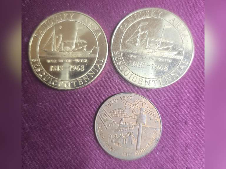 2 Sandusky Sesquicentennial Coins, Cedar Point 100 year anniversary ...