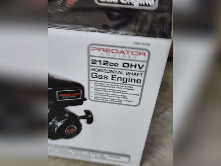 Predator engine - 212cc OHV gas engine - horizontal shaft, appears to ...
