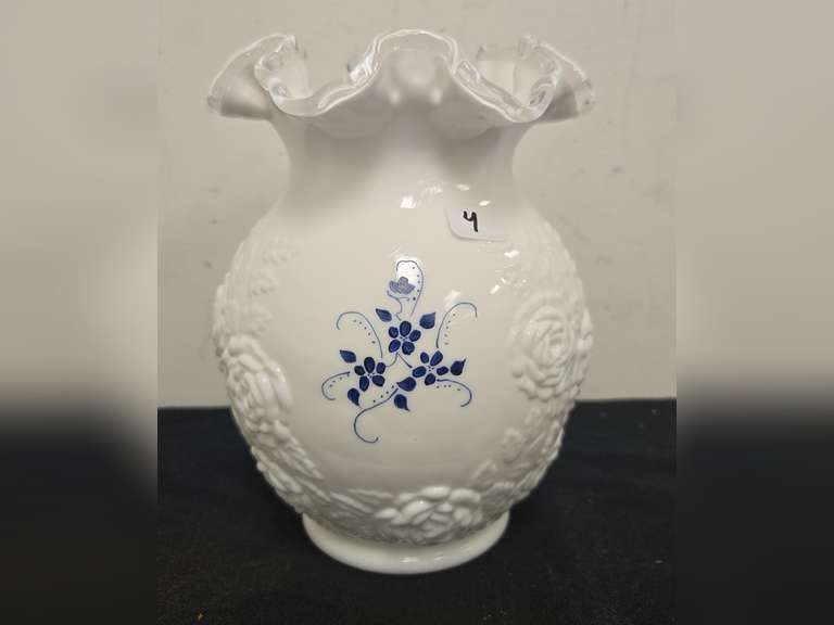 Fenton Elizabeth Glass Vase Hand Painted By D Fredrick (Marked ...