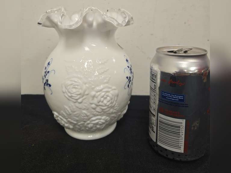 Fenton Elizabeth Glass Vase Hand Painted By D Fredrick (Marked ...