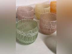 Mid Century Spaghetti String Glass Tumblers - Northern Kentucky Auction ...