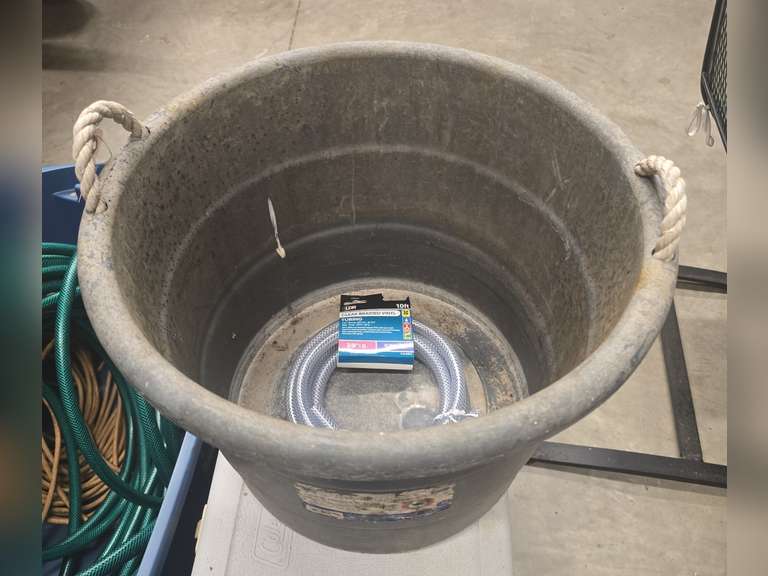 Small rubber tub with braided vinyl tubing, earplugs, protective ...