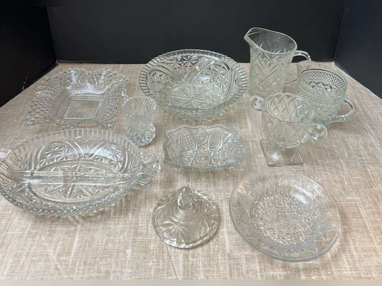 Clear depression glass. - Northern Kentucky Auction, LLC