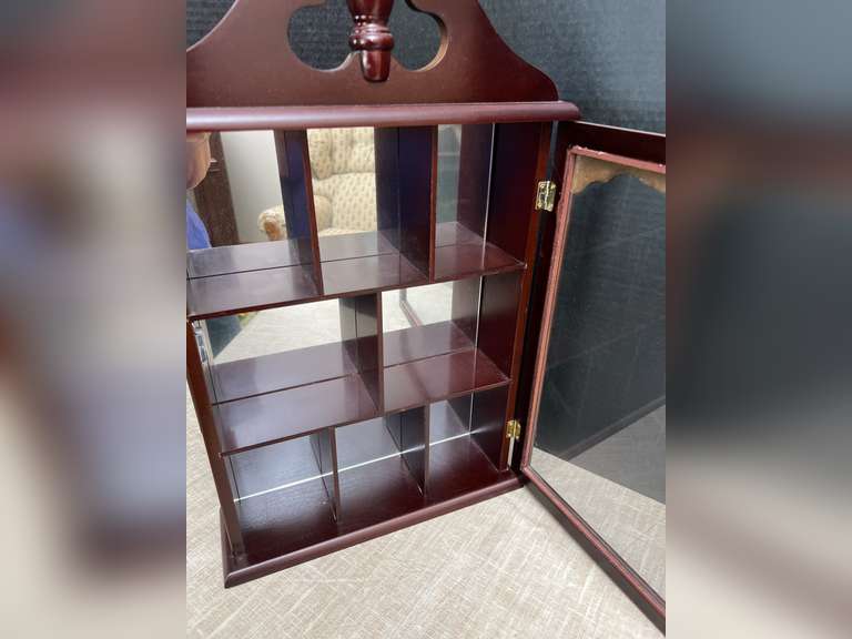 Wooden display cabinet with glass front and mirrored back - 22 inches ...
