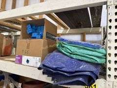Junction boxes, tarps Shelving unit not included - Nutt Auction