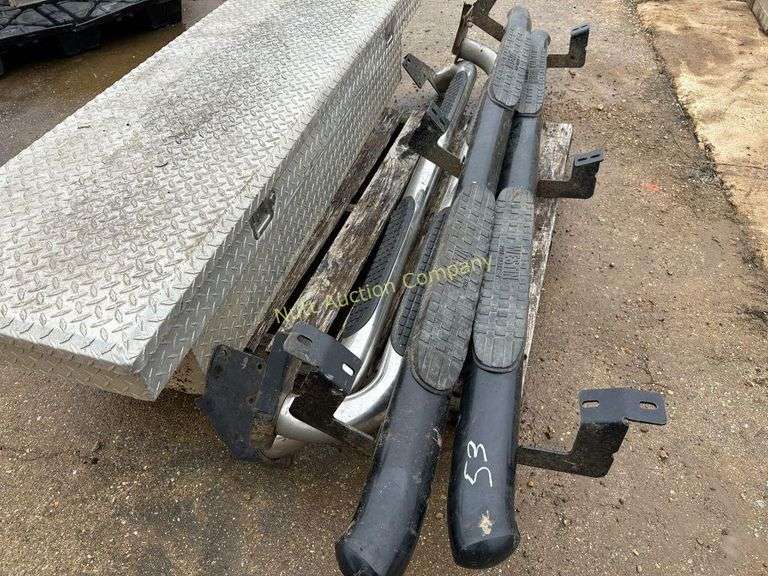 Aluminum tool box & 2 sets of running boards - Nutt Auction