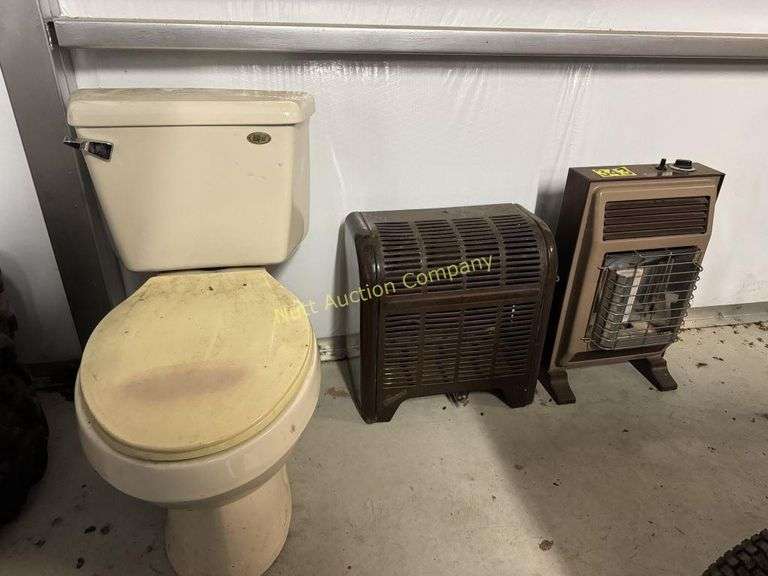 Gas heater (2) & commode - Nutt Auction