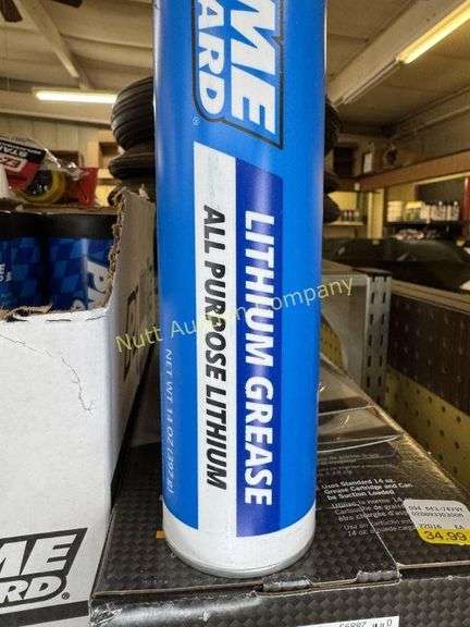 Grease guns (2), grease (8 tubes), and red RTV Silicone - Nutt Auction