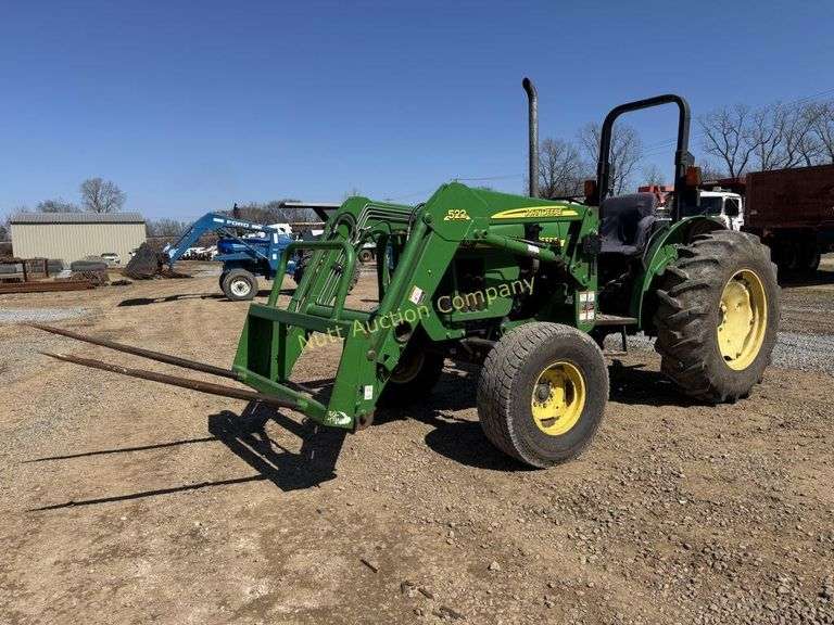 John Deere 5105 w/522 loader, forks & 1 set of remotes, ROPS, Sr ...