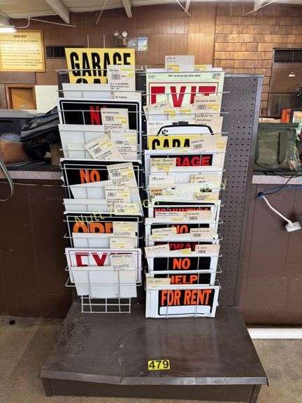 Display rack with signs yard sale, no parking , no hunting, etc. - Nutt ...