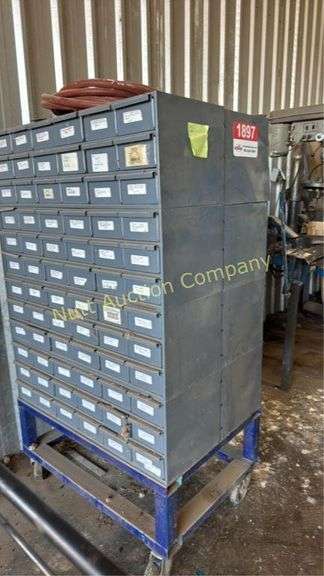 Industrial Storage Drawer Cabinet 72 Drawers each side - Nutt Auction