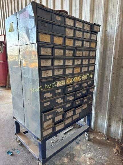 Industrial Storage Drawer Cabinet 72 Drawers each side - Nutt Auction