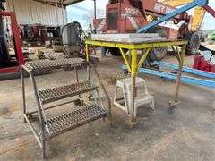 Metal Workbench/Table and Steps - Nutt Auction