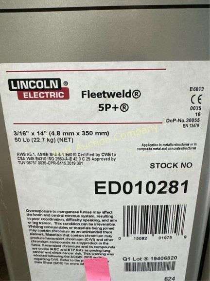 Lincoln Electric Fleetweld 5P+ Welding Electrodes, 3/16" x 14", Qty 2 ...
