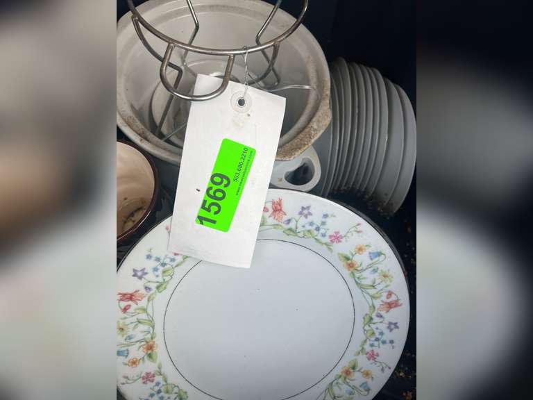 Tote of dishware - NW Asset Services