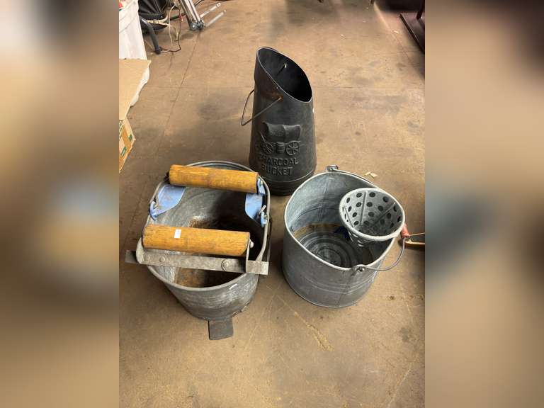 Antique Laundry Bucket, Metal Bucket, & Charcoal Bucket - NW Asset Services