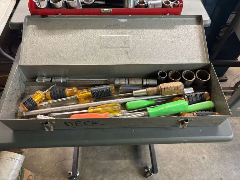 14pc 1/2” Drive Socket Set in Box & Toolbox w/ Assorted Hand Tools ...