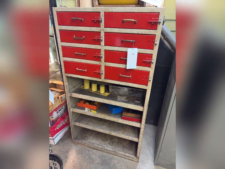 8-Drawer 4-Shelf Metal Shop Cabinet w/ Contents - NW Asset Services