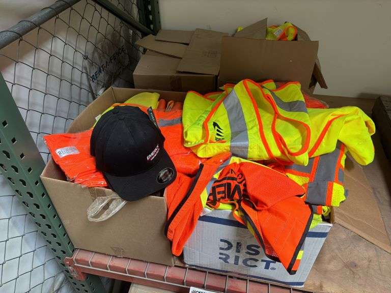 (4) Boxes of Safety Vests & Ball Caps - NW Asset Services