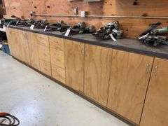 Wooden Custom Workbench w/ (5) Cupboards and (6) Pull Out Drawers - NW ...