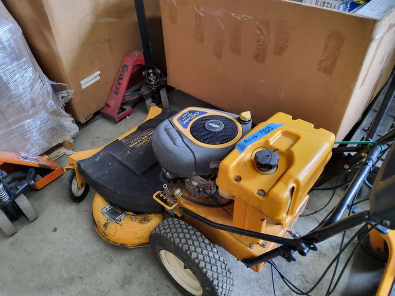 CUB CADET 33 INCH WIDE CUT MOWER, RUNS, NEEDS BATTERY, DECK IS BROKEN ...