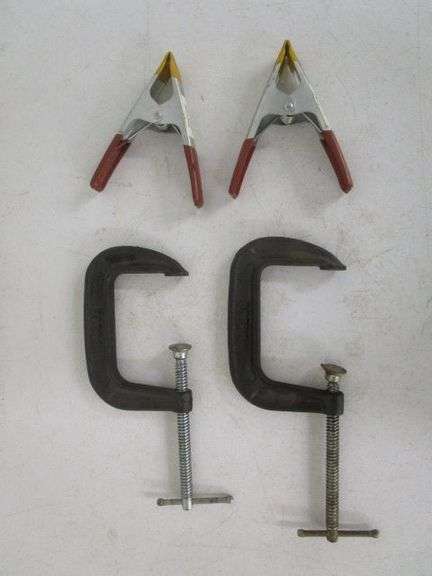 2 - Craftsman 4" C-Clamps & 2 - 6" Spring Clamps - Oberman Auctions
