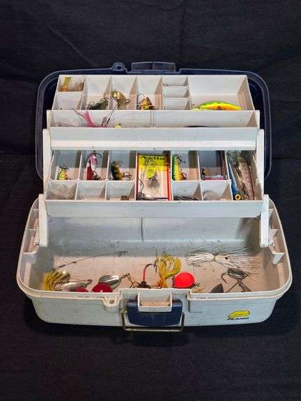 Tackle Box With Fishing Related Items - Oberman Auctions