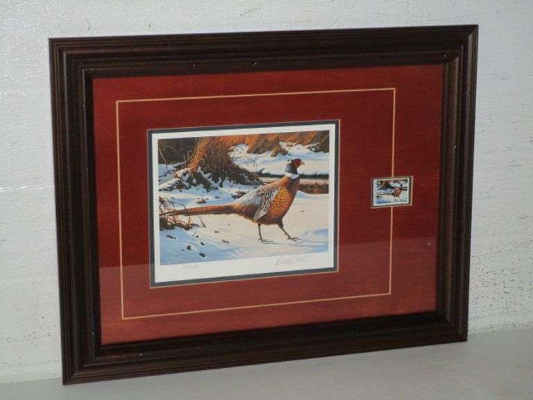 1988 Ltd. Edition Framed Minnesota Pheasant Print & Stamp - Signed ...