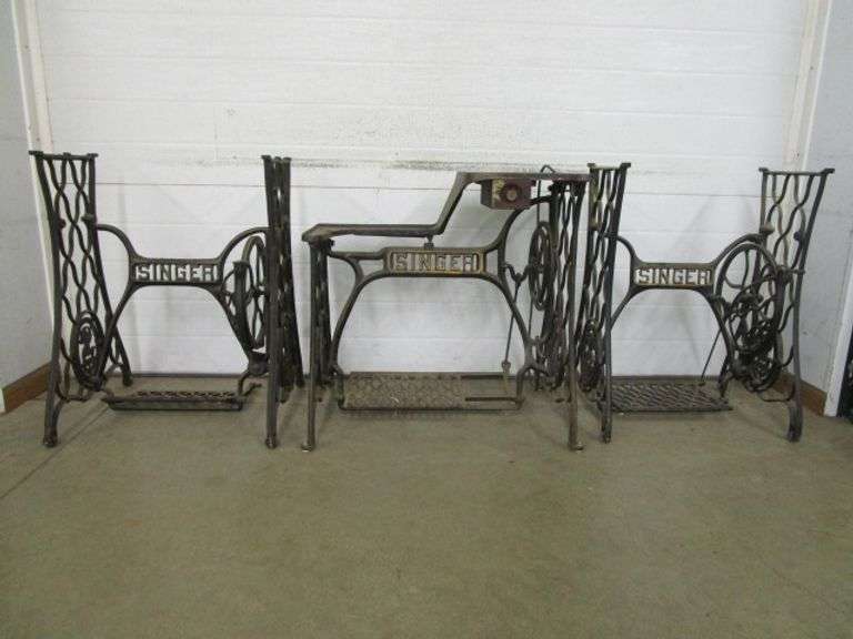 3 - Cast Iron Treadle Sewing Machine Bases - Oberman Auctions