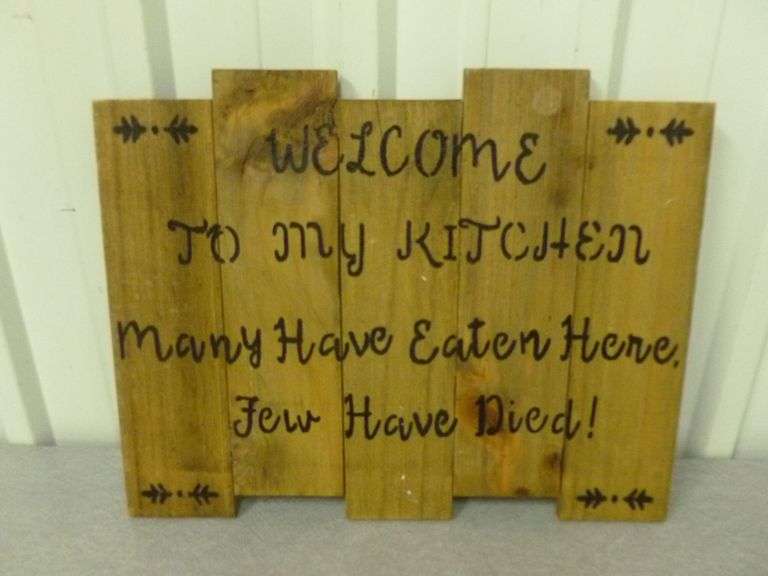 Funny Themed Wooden Sign - Oberman Auctions