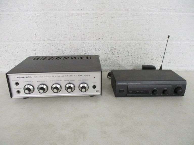 Realistic MPA-20 P.A. Amplifier & Radio Shack FM Wireless Receiver ...