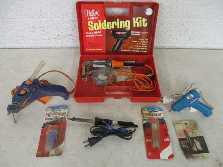 2 - Electric Soldering Irons, Solder & 2 - Hot Melt Glue Guns - Oberman ...