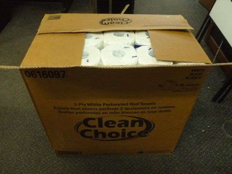 New - Clean Choice Box Of 30 Rolls Of Two Ply Paper Towels - Oberman ...