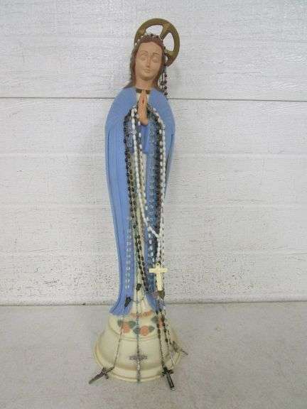 Plastic Mother Mary Statue w/Rosaries - 25" Tall - Oberman Auctions