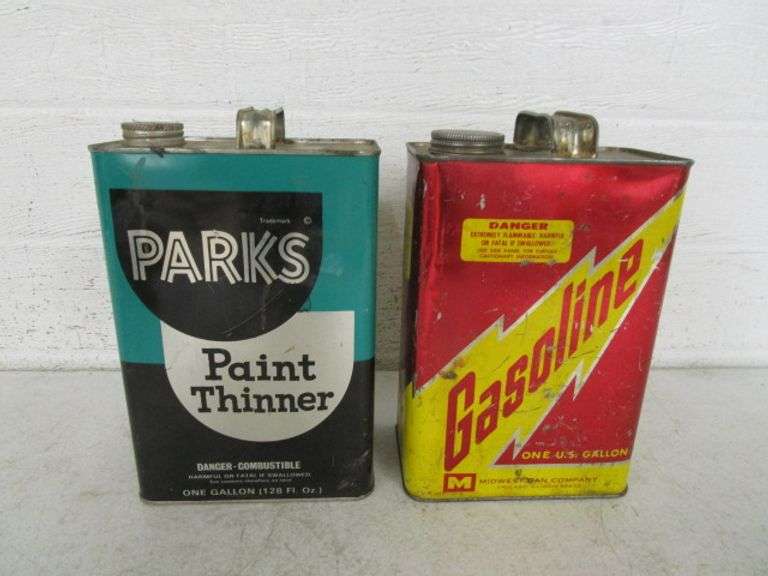 Parks Paint Thinner 1 Gal. & a Gasoline 1 Gal. Cans - Oberman Auctions
