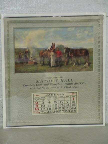 1916 Mathew Hall Lumber St. Cloud "The Homesteaders" Calendar - 19.75 ...