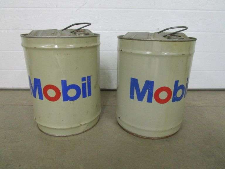 2 - Mobil 5 Gallon Cans - Oberman Auctions